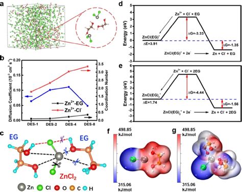 A Md Simulation Snapshot Of Des 4 B Diffusion Coefficient Of Zn 2