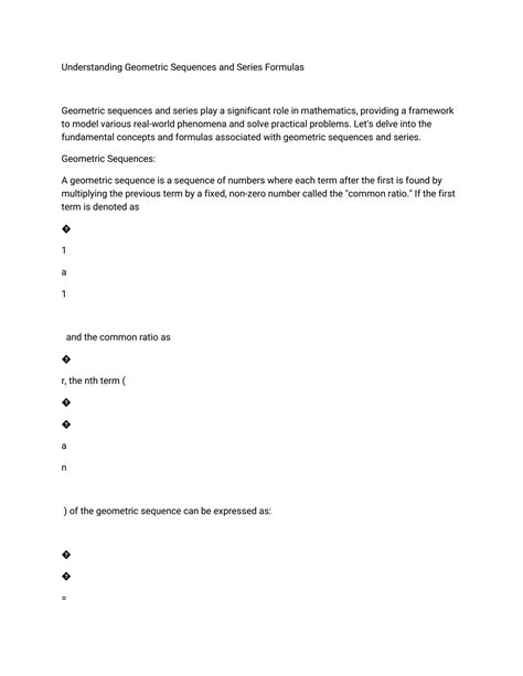 SOLUTION Understanding Geometric Sequences And Series Formulas Studypool