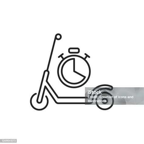스쿠터 대여 시간 블랙 라인 아이콘 도시 교통 웹 모바일 앱 프로모션을 위한 픽토그램 Ui Ux 디자인 요소입니다 편집 가능한