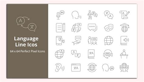 Premium Vector Language Line Icons Vectors Set