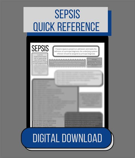 Medical Coding Sepsis Icd 10 Quick Reference Cheat Sheet Codes List Etsy