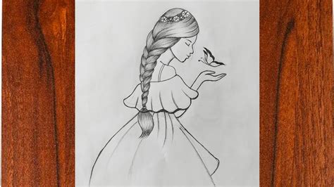 Girl Drowing Easy With Butterfly Cute Girl Pencils Drow Youtube