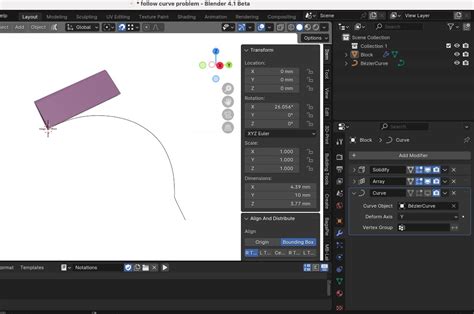 object doesn t follow curve location reset origins aligned basics