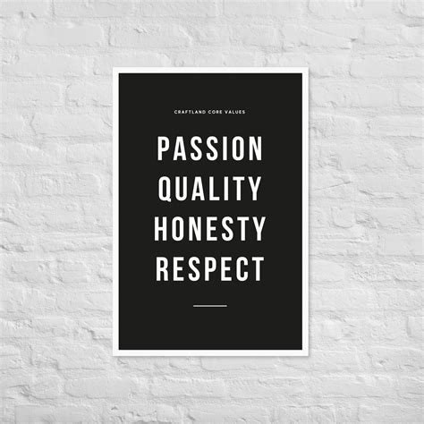 Personalized Core Values Wall Art Print Poster Motivational Quote Inspirational Print
