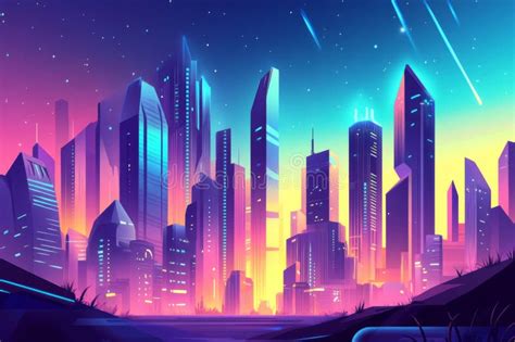 Futuristic Cityscape With Towering Structures Stock Illustration Illustration Of View