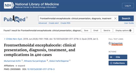 Frontoethmoidal Encephalocele Clinical Presentation Diagnosis Treatment And Complications In
