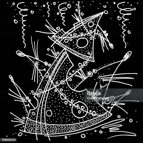 쥐 마우스의 새해 크리스마스 년 치즈 흑백 그림의 나무 뒤에 숨어 12월에 대한 스톡 벡터 아트 및 기타 이미지 12월 2020년 검은색 Istock