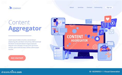 Content Aggregator Concept Landing Page Stock Vector Illustration Of Media Data