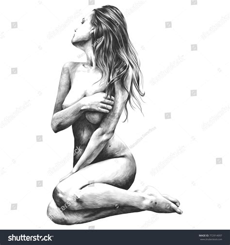Naked Girl Poses Sketch Vector Graphics Stock Vector Royalty Free Shutterstock