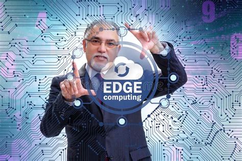 Businessman In Fog And Edge Cloud Computing Concept Stock Photo Image