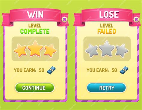 Premium Vector Free Vector Game Ui Design You Win And Lose Panel With