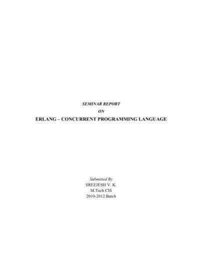 Erlang Concurrent Programming Language Dspace At Cusat