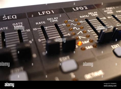 Sliders Of A Synthesizer Sequenzer Slider And Two Sliders For Low Frequency Oscillator Stock