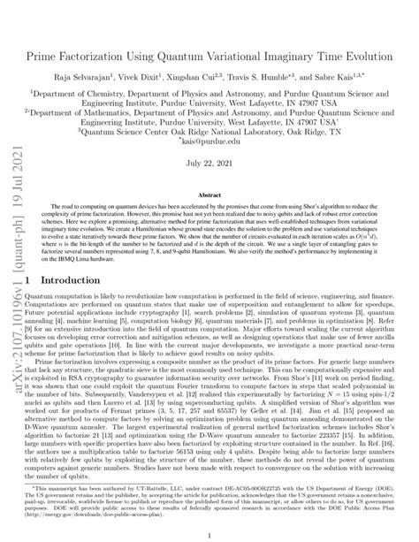 Prime Factorization Using Quantum Variational Imaginary Time Evolution