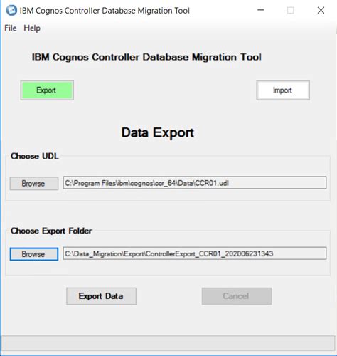 export and import cognos controller data how to install use the