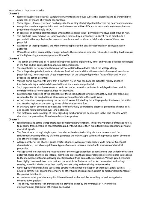 neuroscience chapter summaries neuroscience chapter summaries chapter