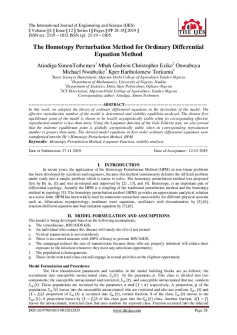 Pdf The Homotopy Perturbation Method For Ordinary Differential