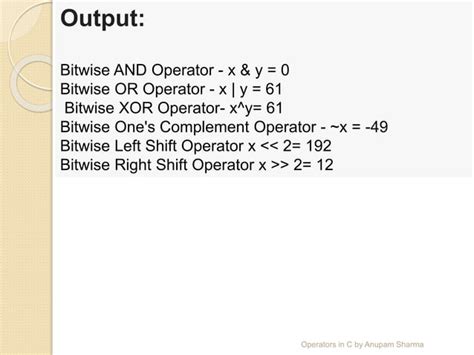 Operators In C By Anupam PPT