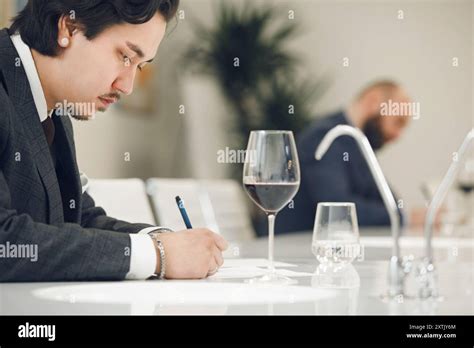 Aspiring Sommelier In Wine Assessment Class Wine Tasting Training
