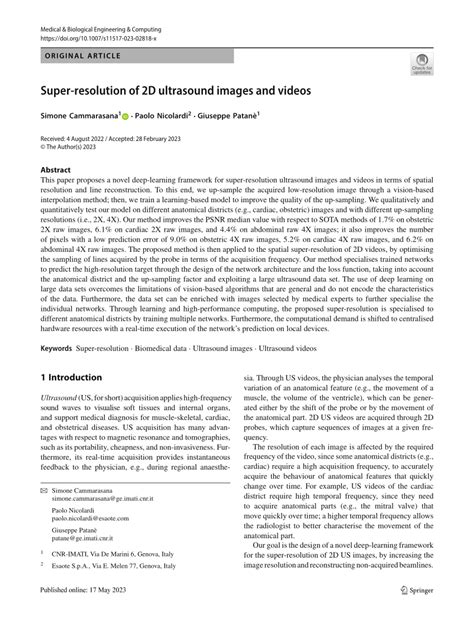 Pdf Super Resolution Of 2d Ultrasound Images And Videos