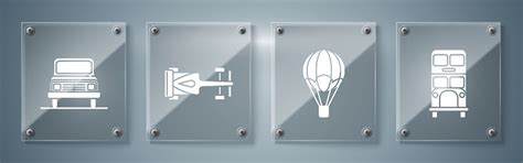 더블 데커 버스 열기구 포뮬러 경주용 자동차 및 자동차를 설정합니다 정사각형 유리 패널 벡터 1에 대한 스톡 벡터 아트 및 기타 이미지 Istock