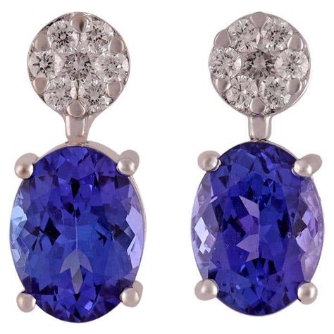Natural Tanzanite And Diamond Earring In 18k Gold For Sale At 1stdibs