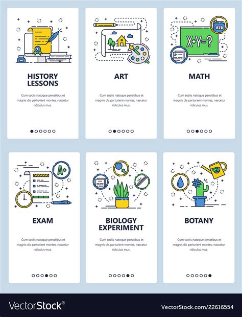 Web Site Linear Art Onboarding Screens Royalty Free Vector