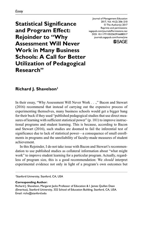 pdf statistical significance and program effect rejoinder to “why