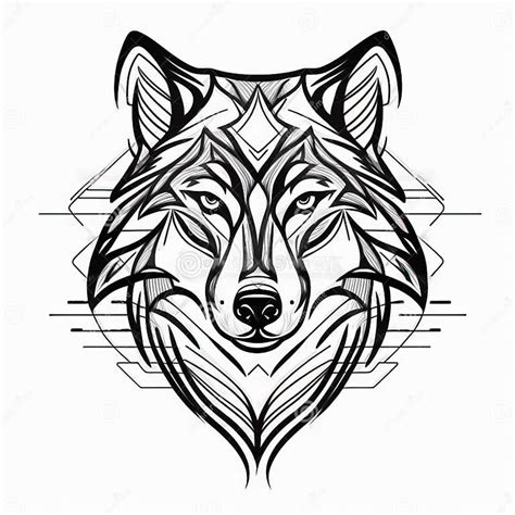 Artistic Wolf Head Drawing Beautiful Abstract Wolf Generative Ai Stock Illustration