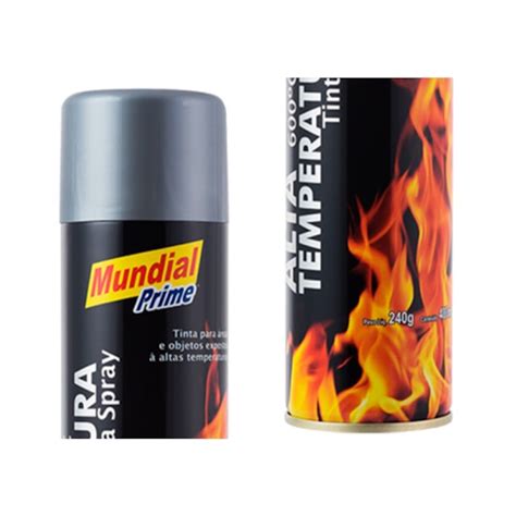 Tinta Spray Alta Temperatura Alumínio 400ml Mundial Compensa Mais