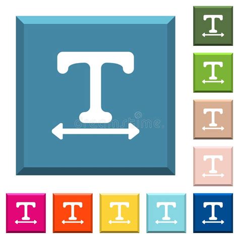 Adjust Font Width White Icons On Edged Square Buttons Stock Vector