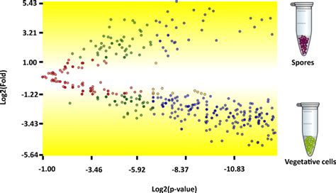 Volcano Plot Of The Comparative Proteomics Analysis Between Spore And Download Scientific