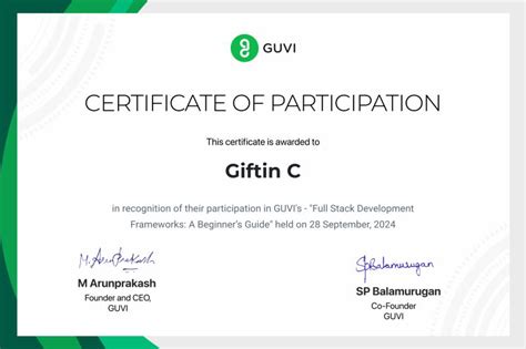 Tin C On Linkedin Guvi Guvigeek Certificate