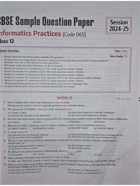 Class 12th Ip Sample Paper 1 Pdf