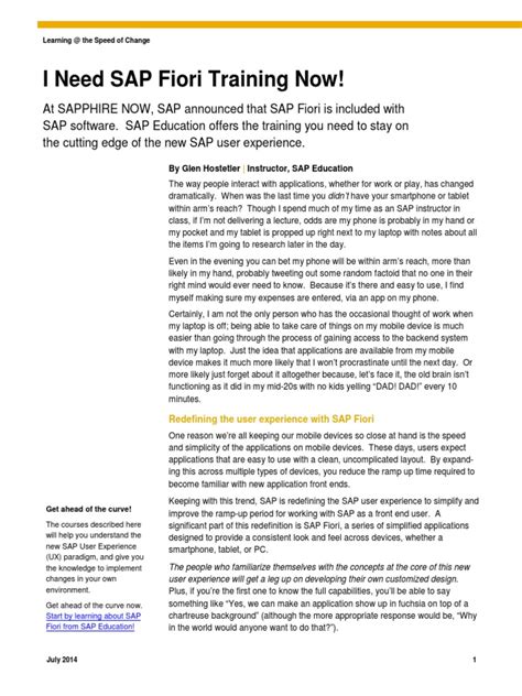 I Need Sap Fiori Training Now Pdf
