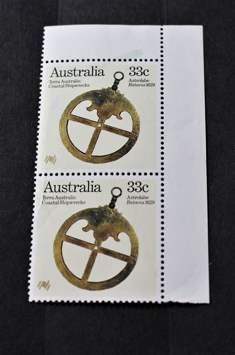 Vintage Australian Decimal Stamps Coastal Shipwreck Relics 1985 33c X 2 Damaged Collage