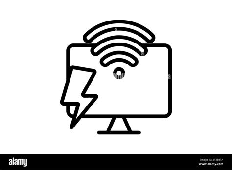 Fast Internet Icon Computer With Wifi And Lightning Icon Related To