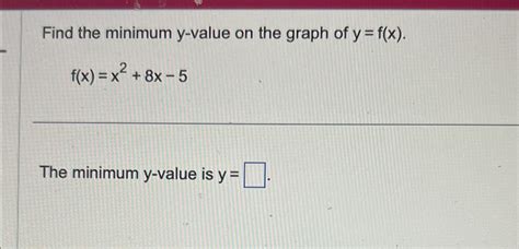 Solved Find The Minimum Y Value On The Graph Of