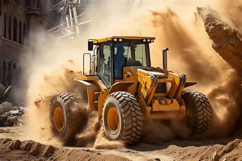 Premium Ai Image A Wheel Loader Extracting Sand In Action Ai