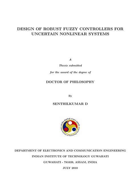 Pdf Design Of Robust Fuzzy Controllers For · Design Of Robust Fuzzy Controllers For