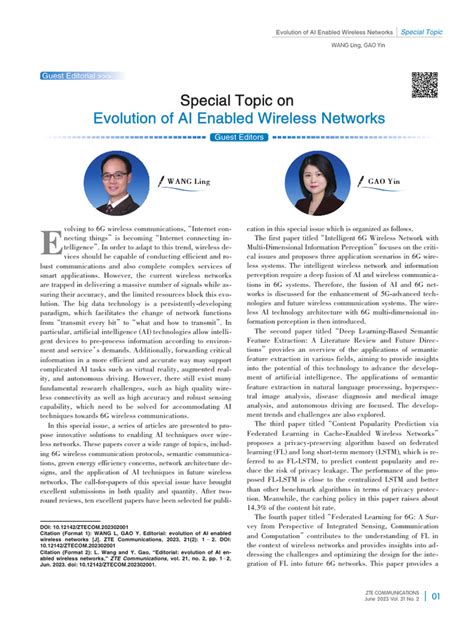 Editorial Evolution Of Ai Enabled Wireless Networks Pdf