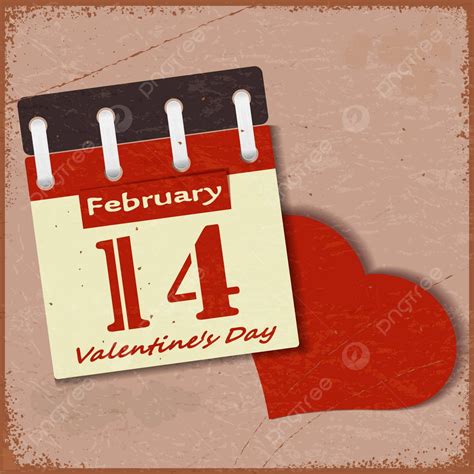 Retro Backdrop Featuring A Dated Calendar And A Crimson Heart Vector