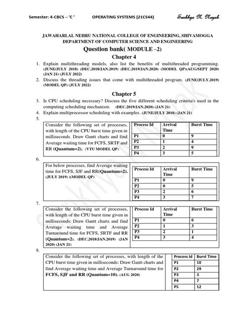 os module2 question bank download free pdf scheduling computing