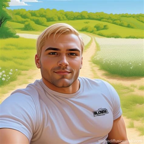 Blonde Man Programming On Laptop Stable Diffusion Online