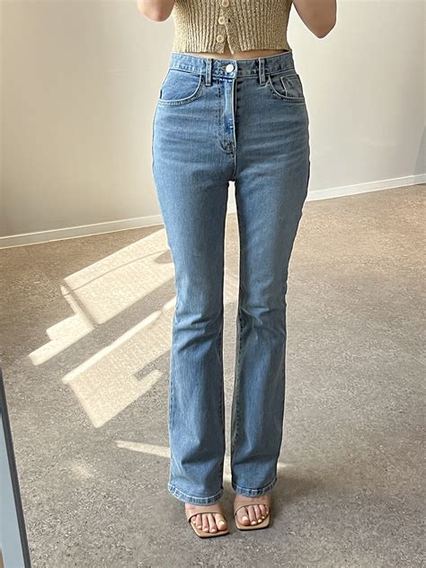 스판 롱 하이웨스트 세미 부츠컷청바지