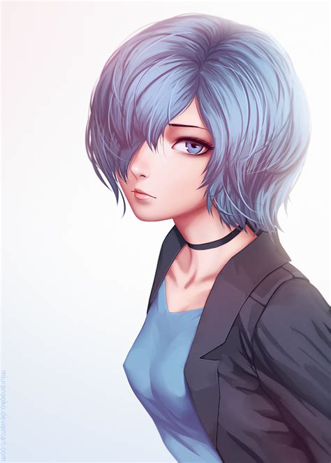 Anime Girl With Short Dark Blue Hair