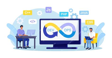 Premium Vector Devops Concept Programmers Practice Of Development And