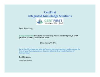 PostgreSQL Exam Ryan King 060215 PPT