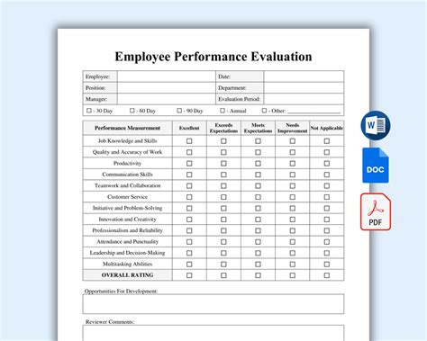 Employee Performance Evaluation Template Employee Performance Review