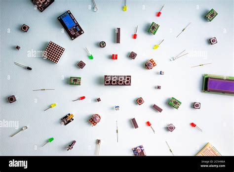 Micro Electronics Arduino Diy Components On A Light Background Top View Copy Space